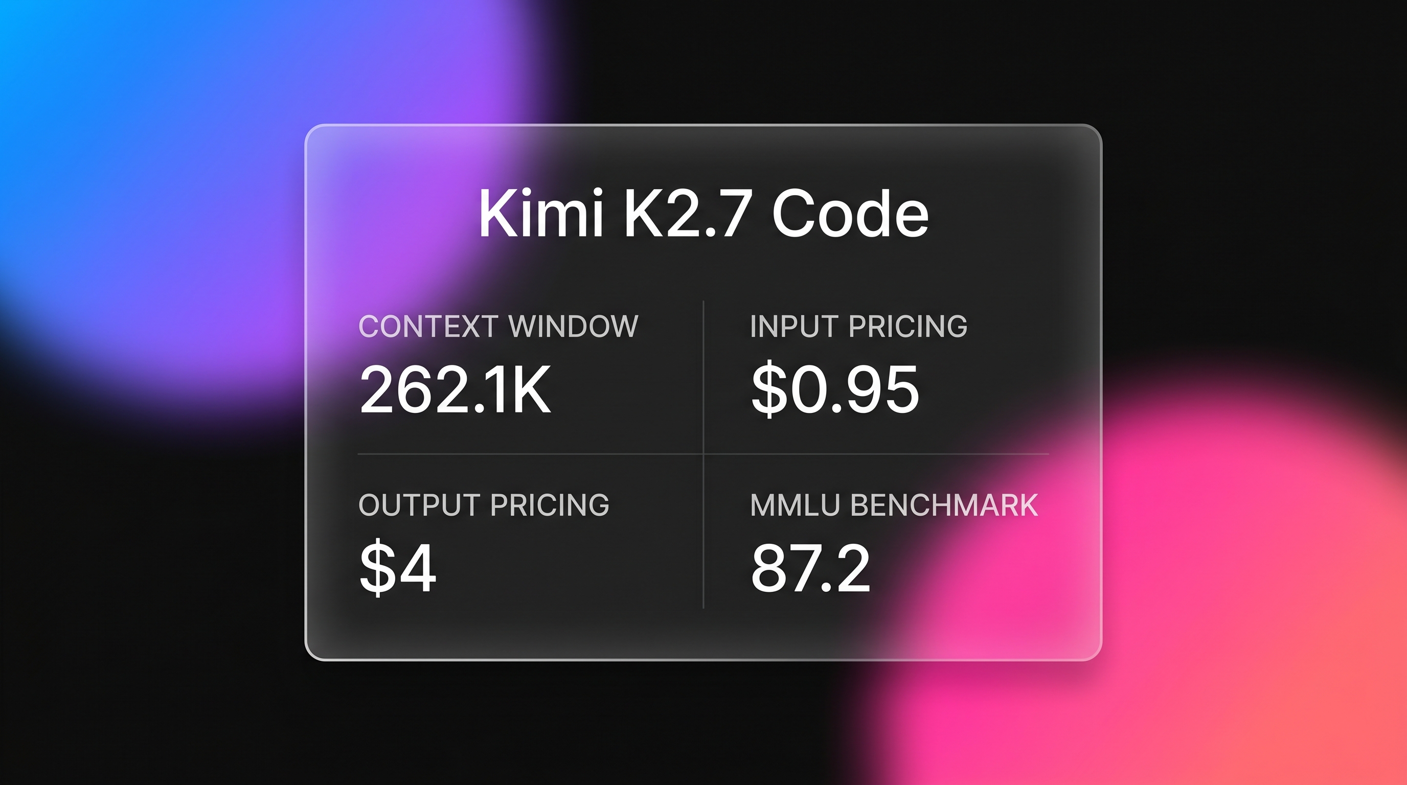 Kimi K2.7 Code: 262k de contexto, 78.2% SWE-Bench, $0.95/M de tokens